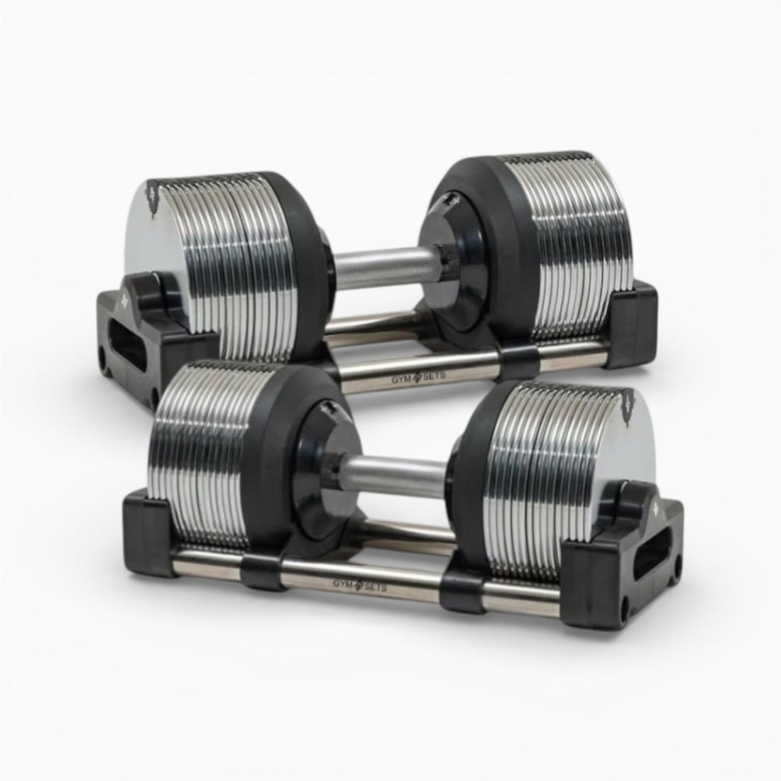 GYMSETS 2.5–50kg Round Adjustable Dumbbell Quick Dial Weight System ...