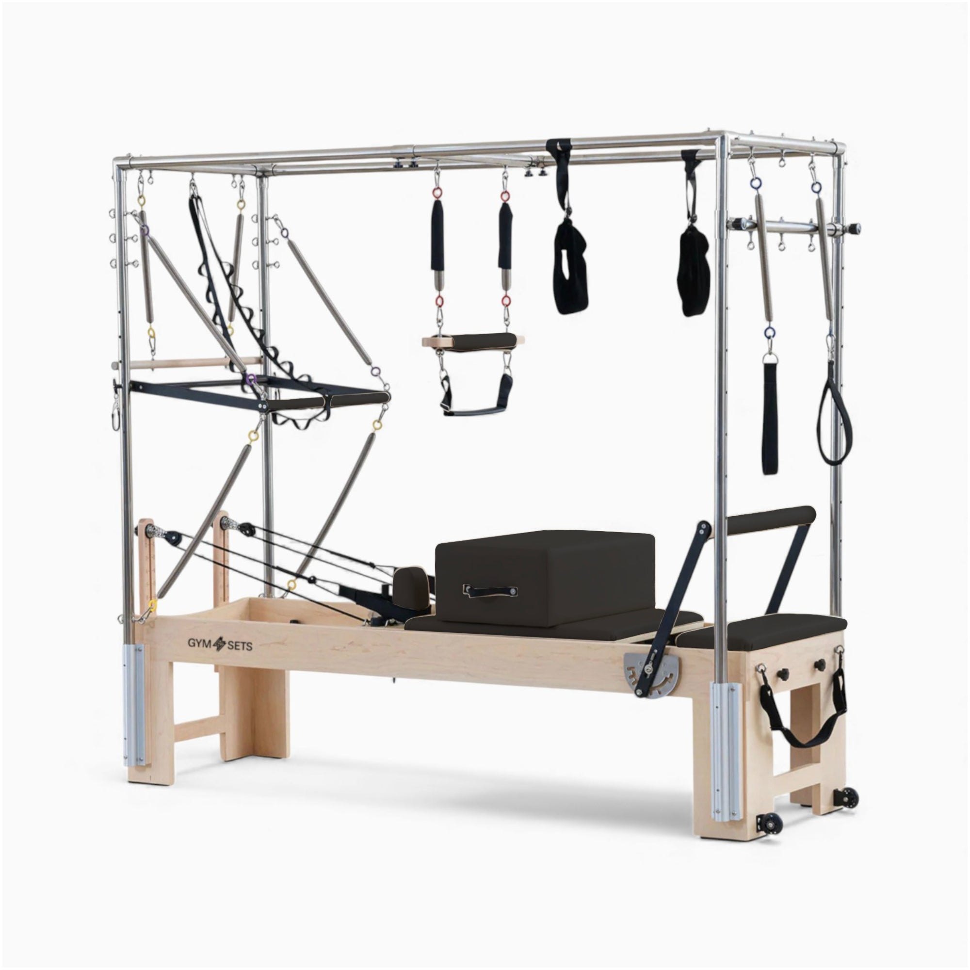 GymSets 3-In-1 Cadillac Reformer Studio Maple Wood Pro Grade – GYM SETS UK